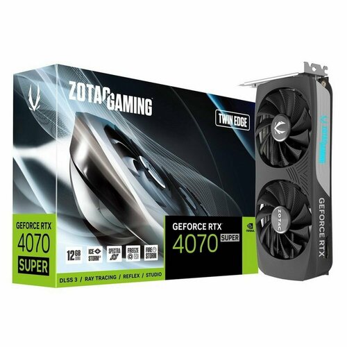 Видеокарта Zotac RTX4070 SUPER TWIN EDGE 12GB GDDR6X 192bit 3xDP HDMI 2FAN Medium Pack