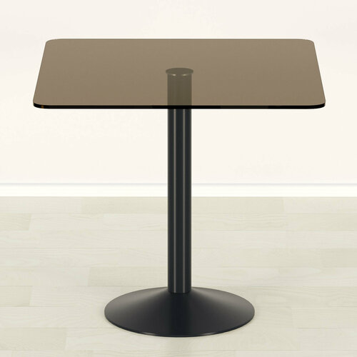 Стеклянный стол для кухни Троя-10 бронза/черный (700х600)