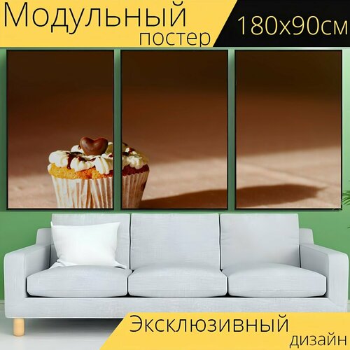 Модульный постер "Булочка, десерт, жарить" 180 x 90 см. для интерьера