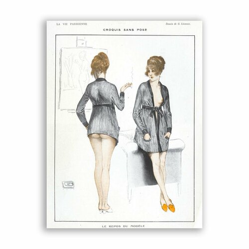 Постер на бумаге в стиле Пин-ап / La Vie Parisienne - Croquis Sans Pose, le Repos / Размер 40 x 53 см
