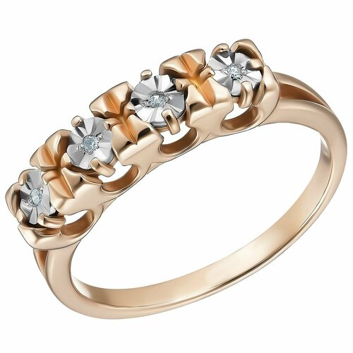 Перстень UVI Ювелирочка Серебряное кольцо 925 пробы с Бриллиантами, серебро, 925 проба, родирование, золочение, бриллиант, размер 18, серебряный, бесцветный