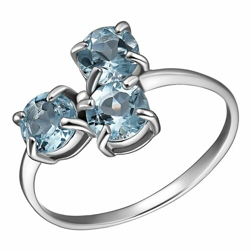 Перстень UVI Ювелирочка Серебряное кольцо 925 пробы с Топазами, серебро, 925 проба, родирование, топаз, размер 17, голубой, серебряный