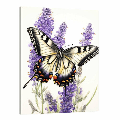 Интерьерная картина 50х70 "Бабочка и цветы"
