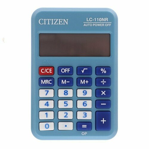 Калькулятор настольный Citizen "LC-110NR-BL", 8-разрядный, 58 х 88 х 11 мм, двойное питание, голубой (комплект из 2 шт)