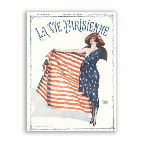 Постер на бумаге в стиле Пин-ап / La Vie Parisienne - La Mode de 1918 / Размер 30 x 40 см