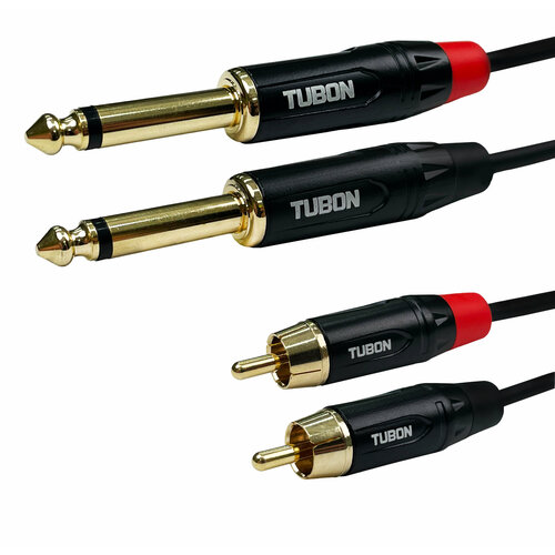 Кабель TUBON Аудио межблочный 2 x 6.3 мм jack (M) Mono - 2 x RCA (M) OD4.0 ПВХ 2J2R001 3м