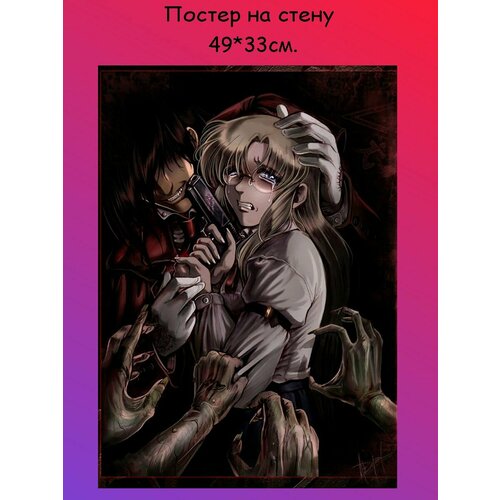 Постер, плакат на стену "аниме Хеллсинг Hellsing" 49х33 см (А3+)