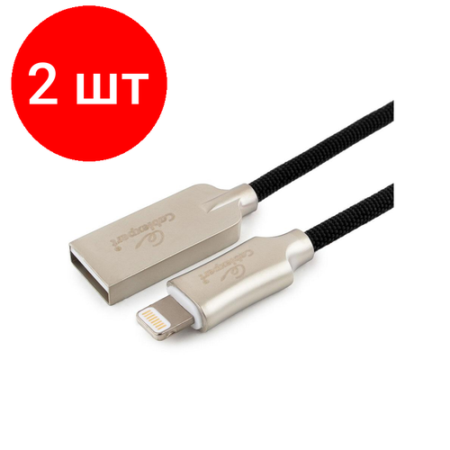 Комплект 2 штук, Кабель Cablexpert USB 2.0 - Lightning MFI М/М 1 метр (CC-P-APUSB02Bk-1M)