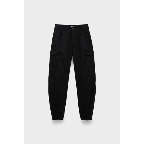 Брюки карго C.P. Company cotton/linen regular cargo pants black, размер 52, черный