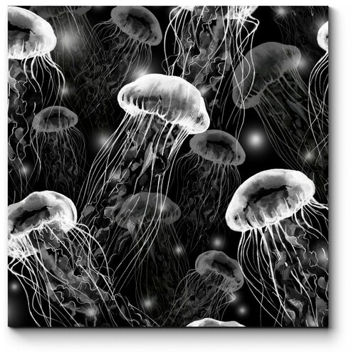 Модульная картина Черно-белые медузы 20x20