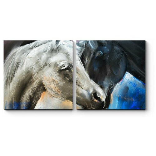 Модульная картина Влюбленная пара лошадей 60x30