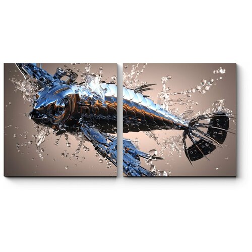 Модульная картина Стальная рыбка 160x80