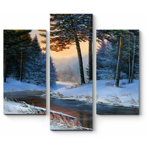 Модульная картина Холодная красота зимнего леса 60x54