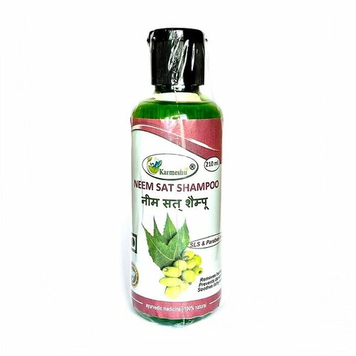 NEEM SAT SHAMPOO, SLS & Paraben Free, Karmeshu (Шампунь НИМ САТ, без сульфатов и парабенов, Кармешу), 210 мл.