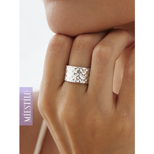 Перстень MIESTILO Кольцо серебро 925 серебряное на палец широкое, серебро, 925 проба, родирование, размер 18, серебряный, белый