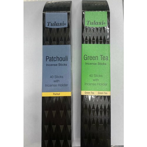 Благовония 40 аромапалочек с подставкой Green tea и Благовония 40 аромапалочек с подставкой Patchouli