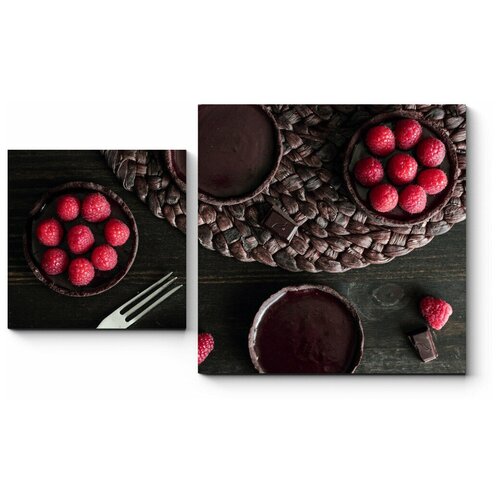 Модульная картина Шоколадный пирог с малиной 120x72