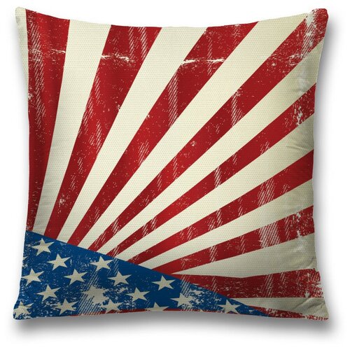 Наволочка декоративная JoyArty "Гранжевый флаг США арт" чехол на молнии, 45х45 см
