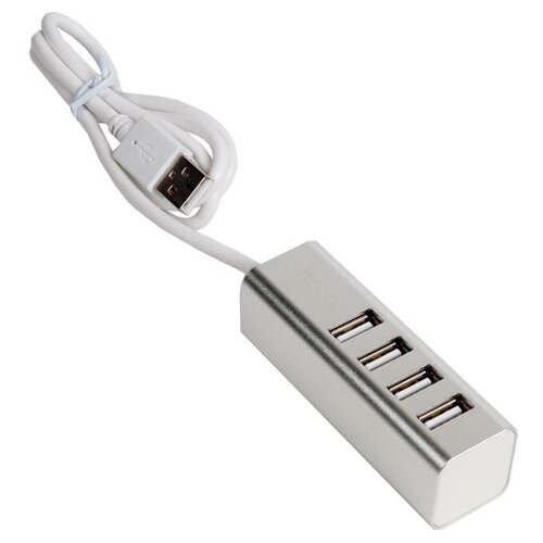 USB-концентратор HOCO HB1, 4 гнезда, 1 USB выход, цвет белый (1/12/120)