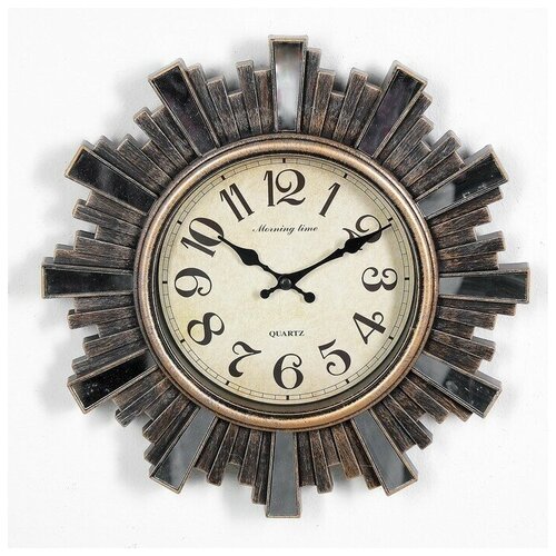 Часы настенные, серия: Интерьер, "Лучики Солнца", d 30 см, коричневые