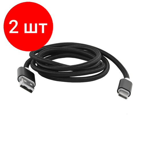 Комплект 2 штук, Кабель USB 2.0 - USB Type-C, М/М, 1 м, Red Line, чер, УТ000011689