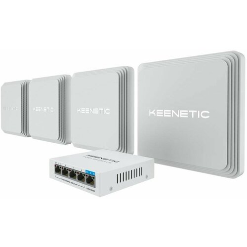 Keenetic Orbiter Pro 4-Pack + PoE+ switch 5 bundle (KN-KIT-012)