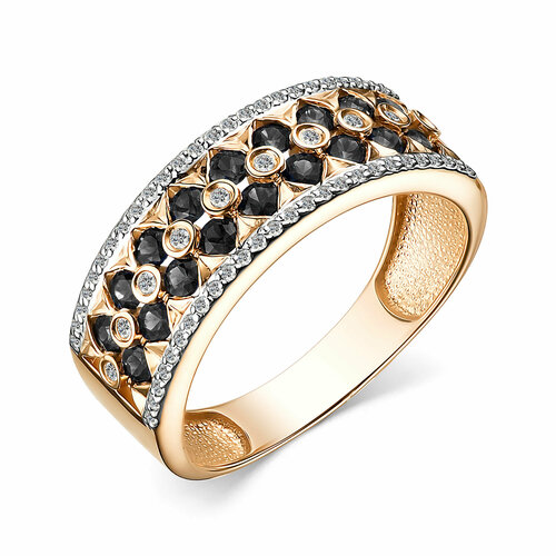 Кольцо Diamant online, красное золото, 585 проба, бриллиант, размер 19.5, черный