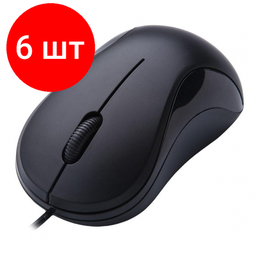 Комплект 6 штук, Мышь компьютерная Oklick 115S USB черная