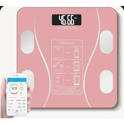 Напольные умные весы, электронные напольные весы для Xiaomi, iPhone, Android, розовые, батарейки