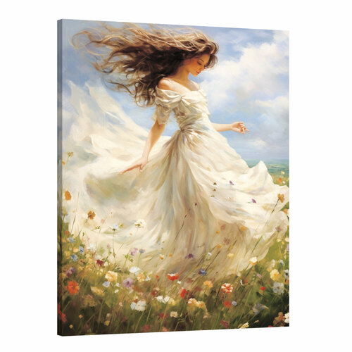 Интерьерная картина 50х70 "Девушка, окруженная цветами"