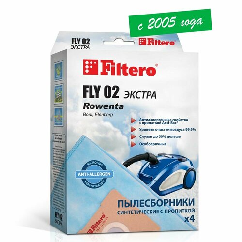Filtero Мешки-пылесборники FLY 02 Экстра, голубой, 4 шт.