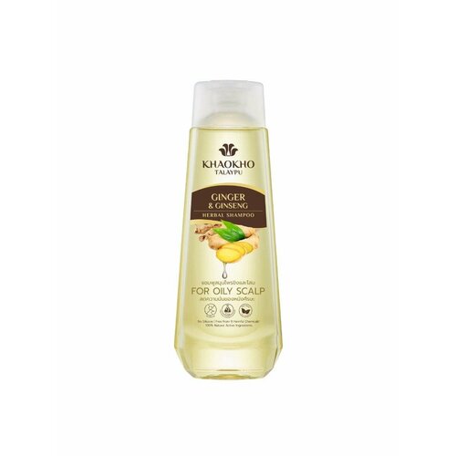 GINGER & GINSENG Herbal Shampoo FOR OILY SCALP, Khaokho (имбирь И женьшень, Травяной бессульфатный шампунь для жирной кожи головы, Кхаокхо), 330 мл.