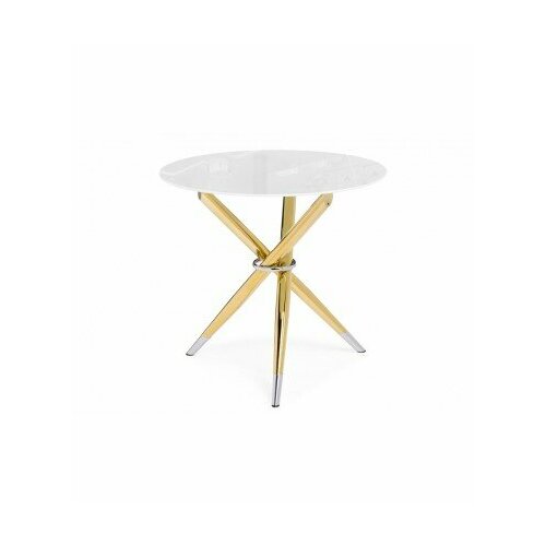 Стеклянный стол Rock 80х75 white / gold 15550
