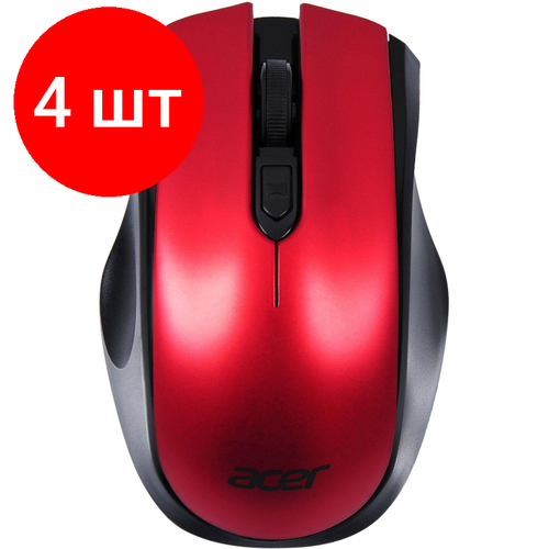 Комплект 4 штук, Мышь компьютерная Acer OMR032, черно-красный