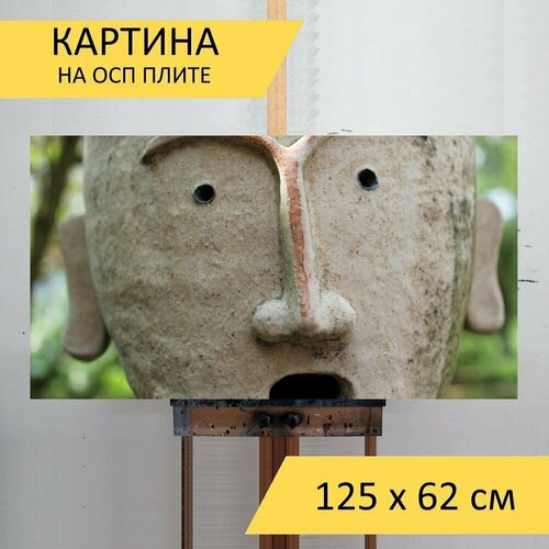 Картина на ОСП 125х62 см. "Глины цифра, лицо, глаза" горизонтальная, для интерьера, с креплениями