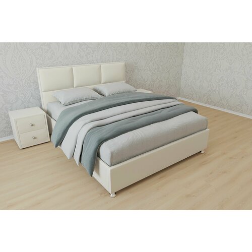 Односпальная кровать Корсика 90x200 основание металлическое с ламелями велюр белый без ножек