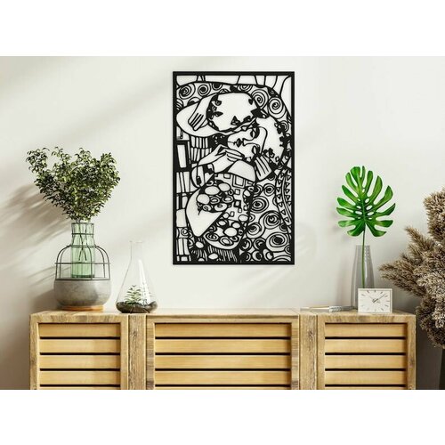 Декоративное металлическое панно, Густав Климт "Поцелуй" (черный цвет)