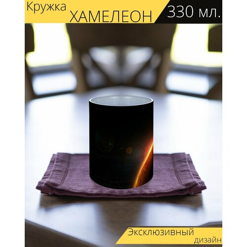 Кружка хамелеон с принтом "Пространство, планеты, звезды" 330 мл.