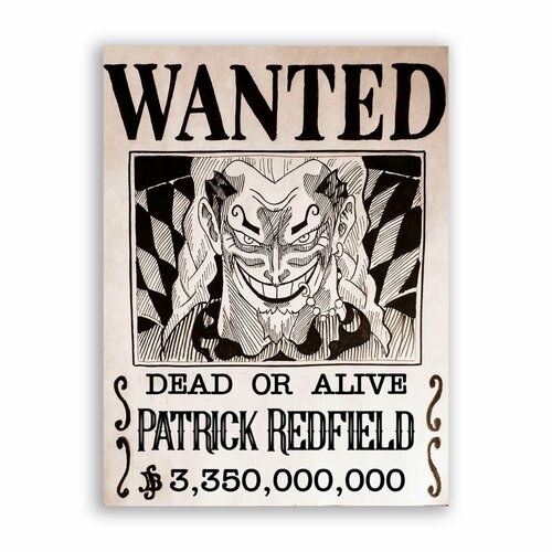 Постер, плакат на бумаге / Wanted - Ван-Пис: Патрик Редфилд / Размер 40 x 53 см
