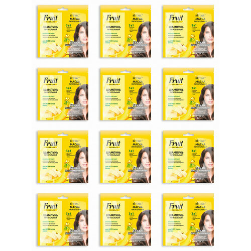 Витэкс Набор для волос Fruit Therapy, Банан и масло мурумуру: шампунь питательный, 10 мл + маска питательная, 10мл, 12 упаковок