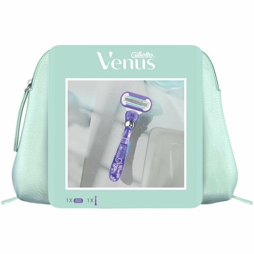 Gillette Venus Подарочный набор в косметичке (Gillette Venus Станок Swirl с 1 сменной каcсетой.)