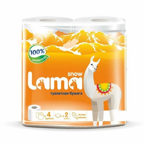 Lama Snow Туалетная бумага, 2-х слойная, персиковая, 4 рулона