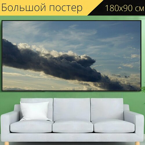 Большой постер "Небеса, облака, природа" 180 x 90 см. для интерьера