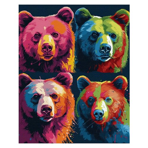 Картина на стену, на холсте с подрамником, 40x50, медведи