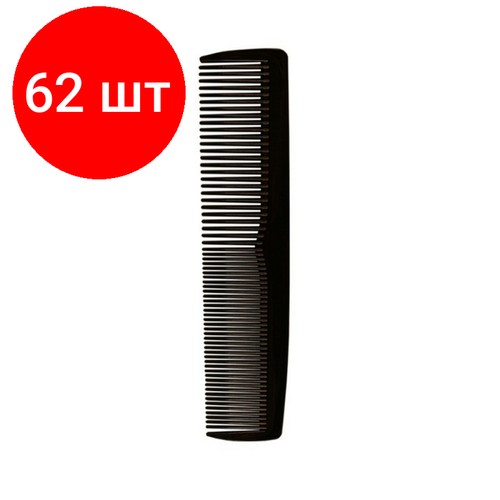 Комплект 62 штук, Расческа -гребень Lei пластиковый 017, без ручки, черный 017002