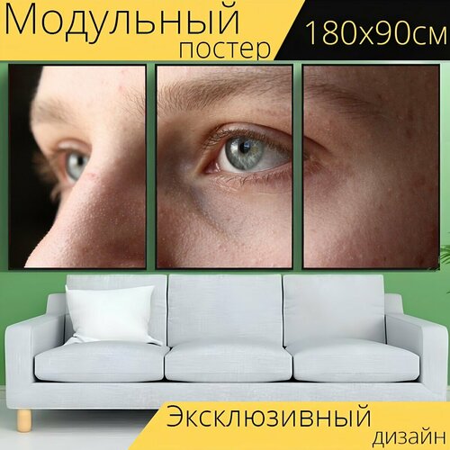 Модульный постер "Глаз, глаза, кожа" 180 x 90 см. для интерьера