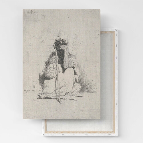 Картина на холсте, репродукция / Мариано Фортуни - A beggar, seated on the ground / Размер 30 x 40 см