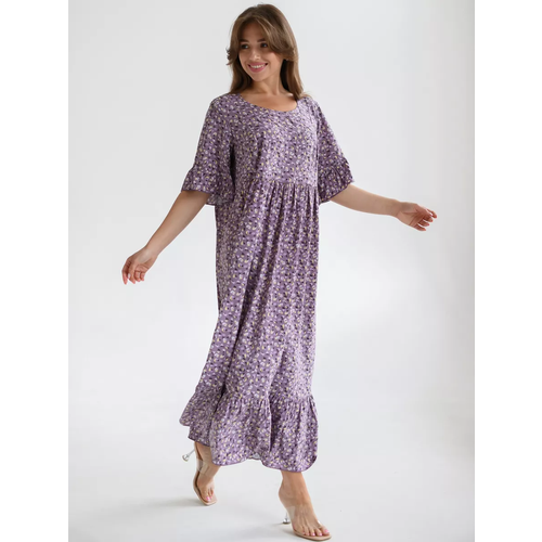 Платье размер 56, лиловый, мультиколор