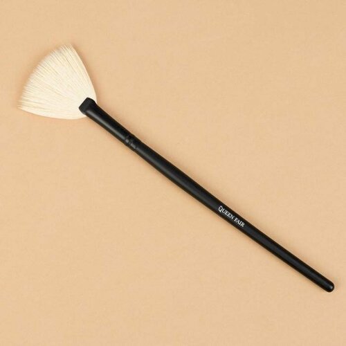 Кисть для макияжа «Premium Brush», веерная, в чехле, 20 см, цвет чёрный