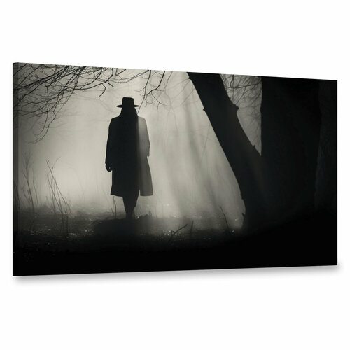 Интерьерная картина 100х60 "Мужчина в тумане: загадочность и мистика"